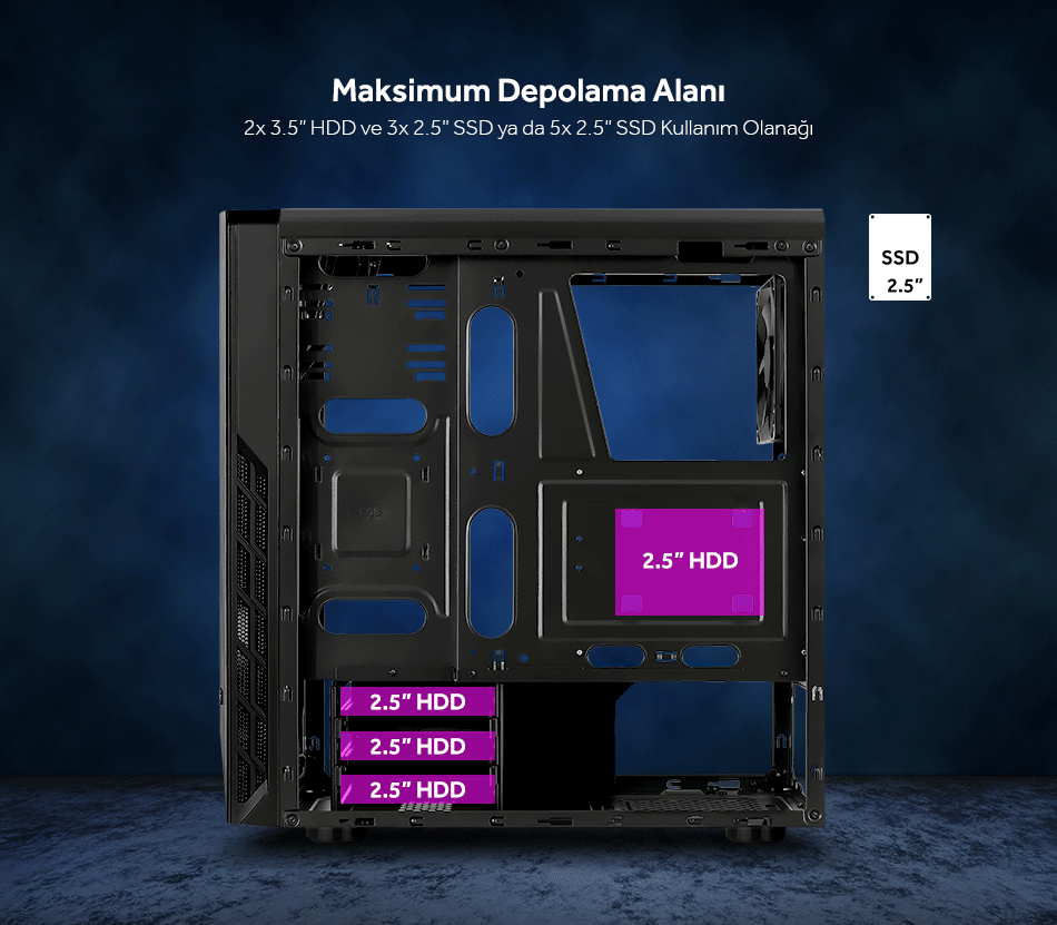 Aerocool Rift 500W Tempered Glass Midi Tower Siyah RGB Kasa Fiyatı