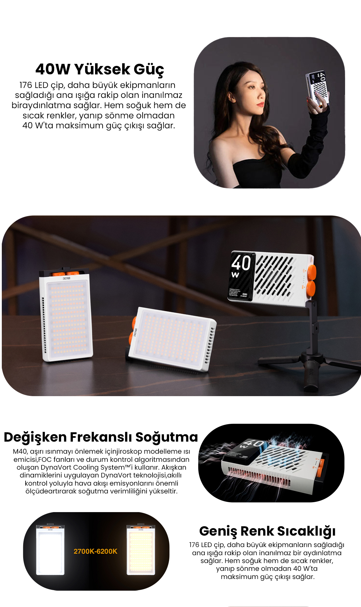 Zhiyun Fıveray M40 LED Işık Fiyatı, 5.0 Puanı İle