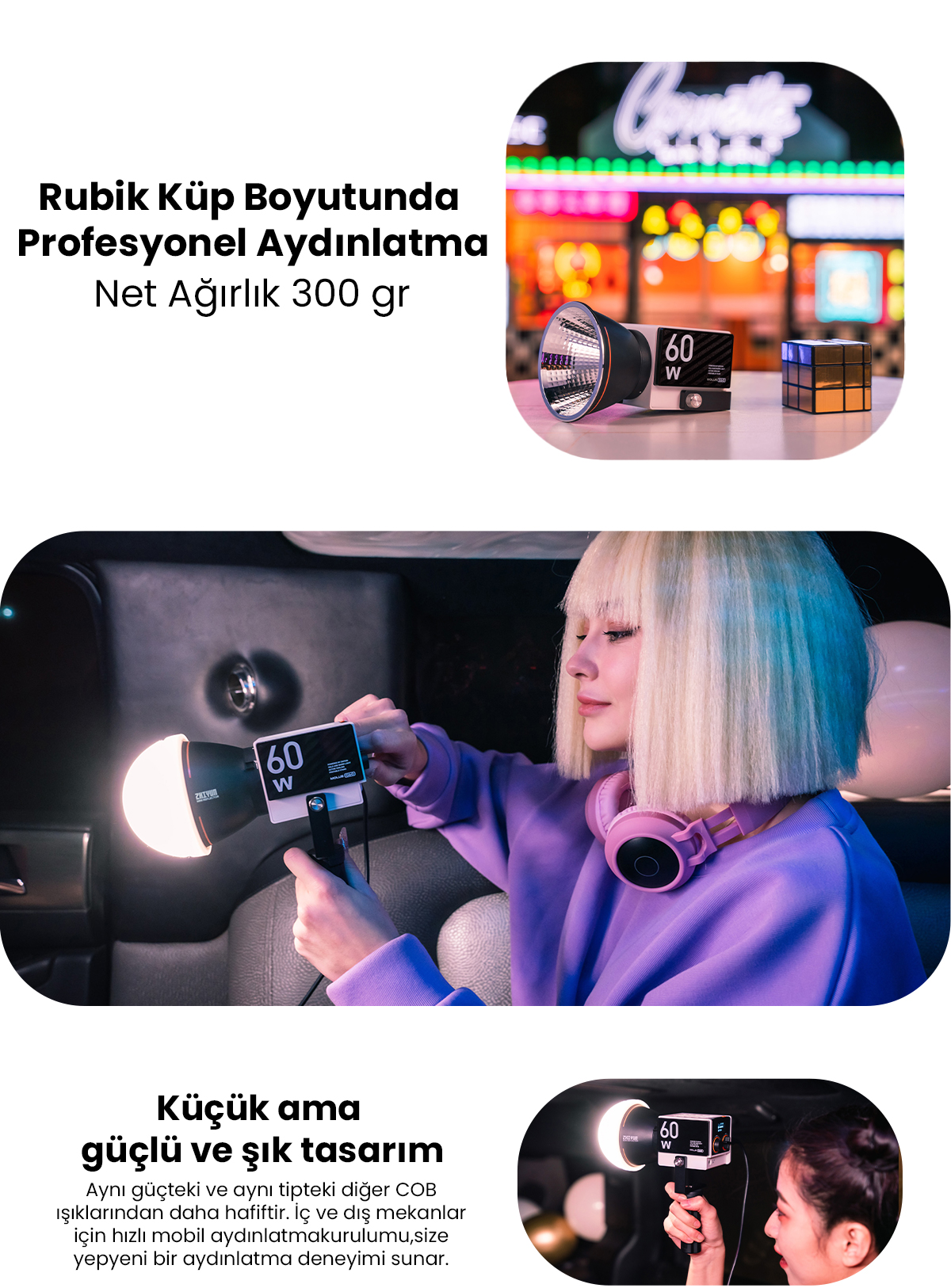Zhiyun Molus G60 Combo 60W Taşınabilir Işık, Peşin fiyatına 9 taksit