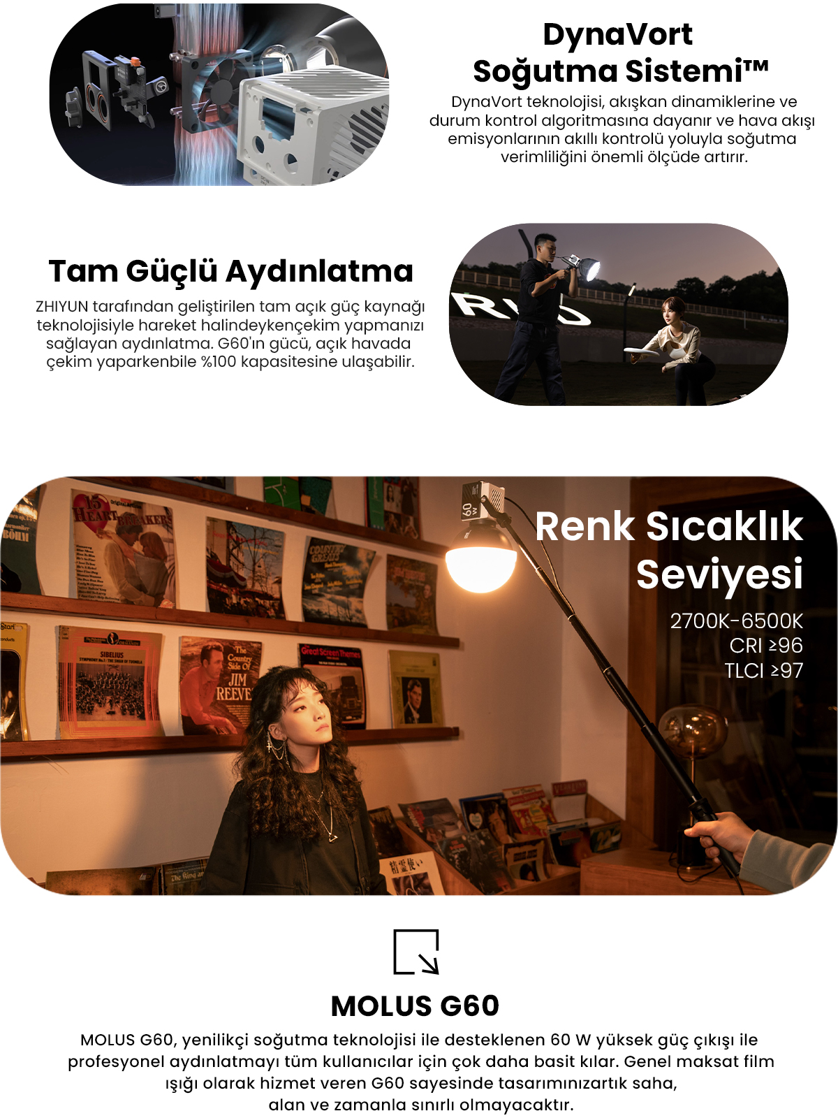 Zhiyun Molus G60 60W Taşınabilir Işık Fiyatı, 5.0 Puanı İle