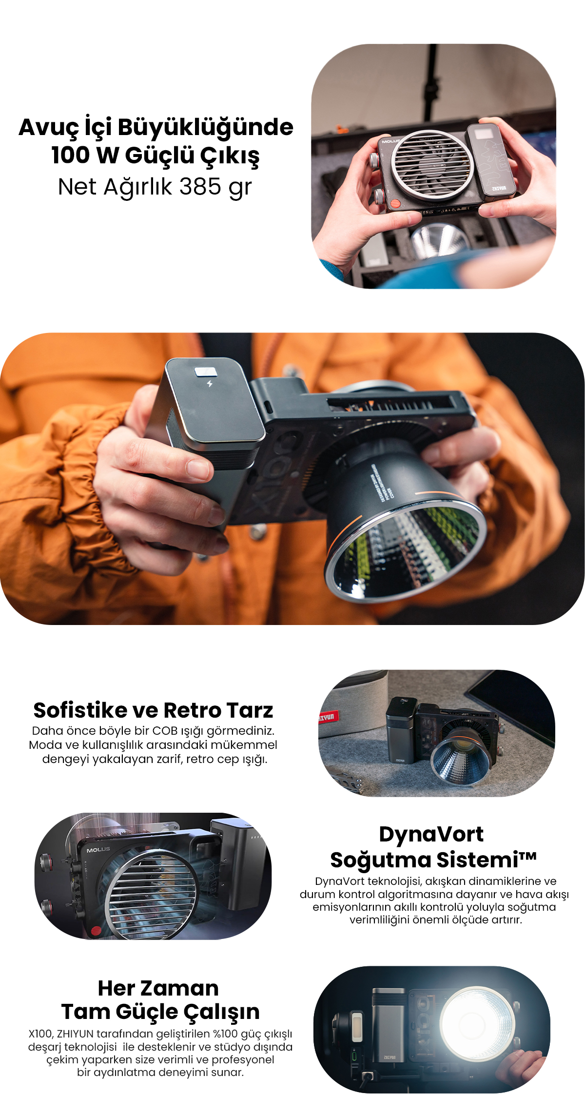 Zhiyun Molus X100 Combo 100W Taşınabilir Işık Fiyatı