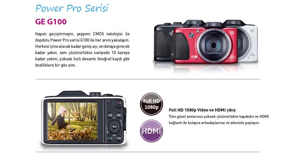 General Electrik GE G100 14.4 MP 15X Optik Zoom 3" LCD Ekran Fiyatı