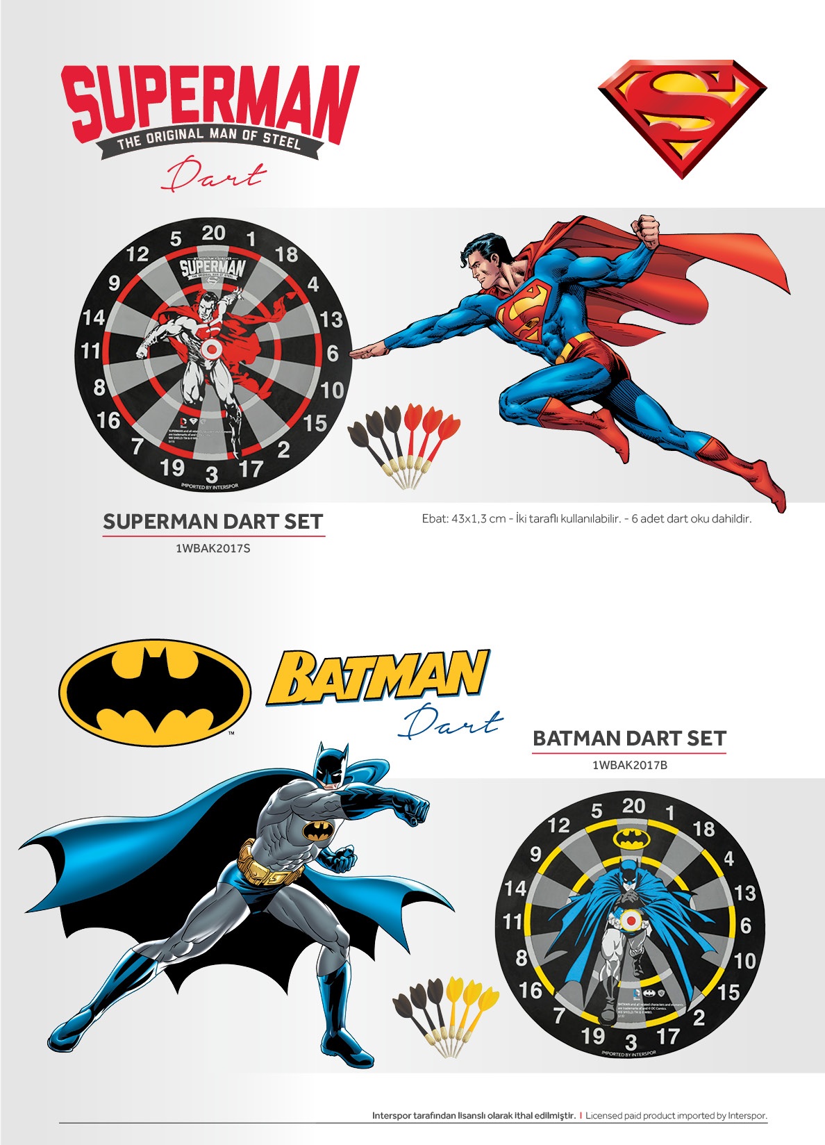 Voit Orijinal Lisanslı Batman Dart Seti, 6 Adet Ok, Çift Fiyatı