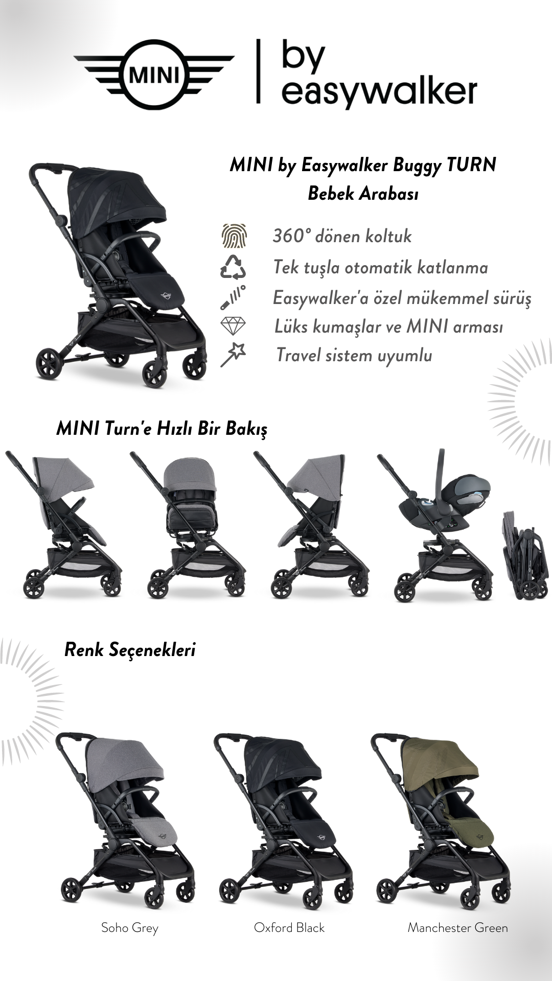 Mini by Easywalker Buggy Turn 360 Derece Dönebilen Tek Tuşla Fiyatı
