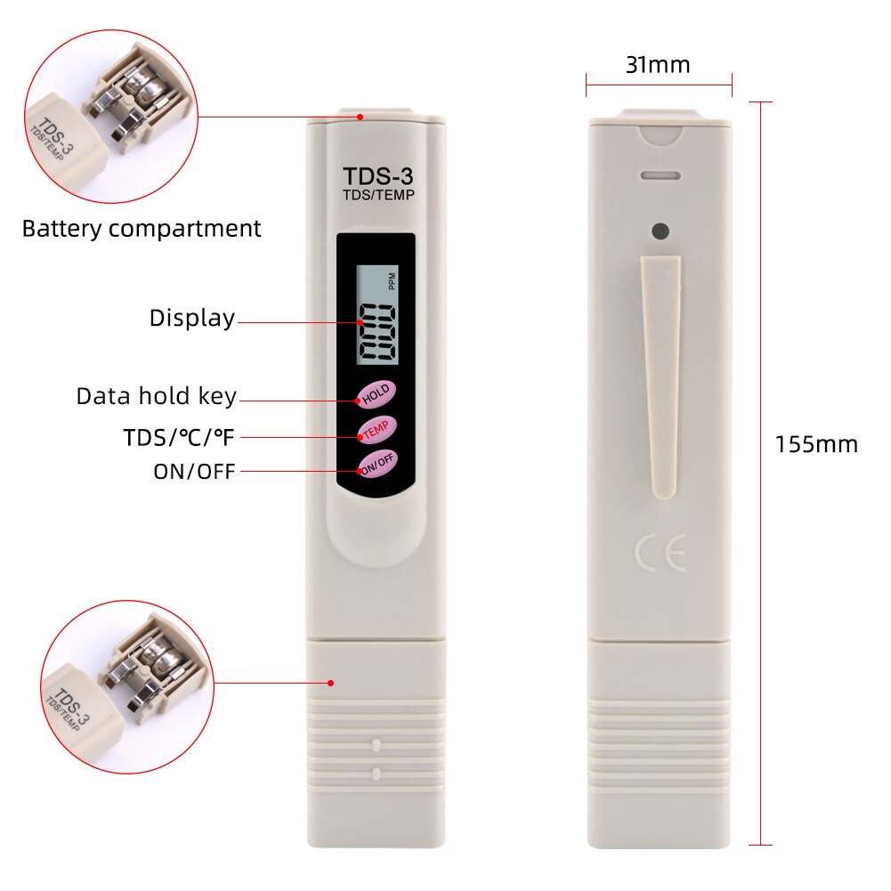 Betty Becky Yieryi Yeni LCD Dijital Tds Metre Tds-3 Su Fiyatı