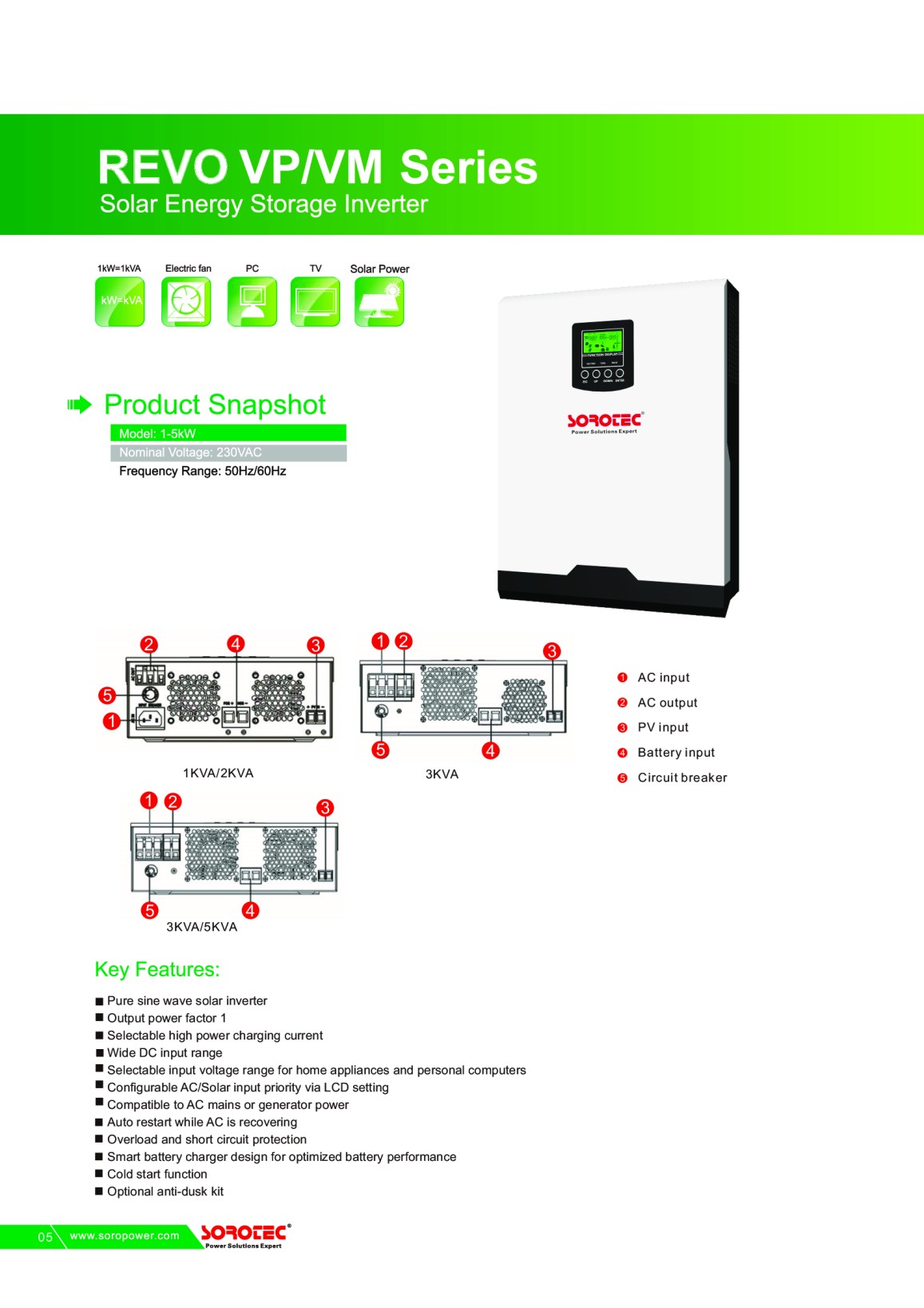 Sorotec 5 Kw 48V Mppt Akıllı Invertör Inverter 5000 W Fiyatı