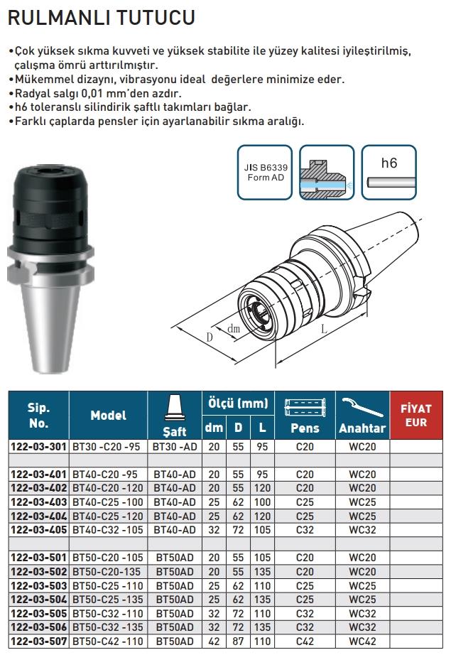 Fett BT40-C20 -95 Harlingen JISB6339 Rulmanlı Tutucu Fiyatı