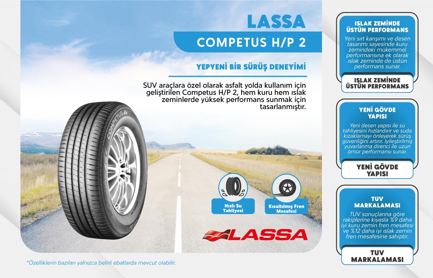 Lassa 225/60 R18 100H Competus H/p 2 Suv Yaz Lastiği (Üretim Fiyatı