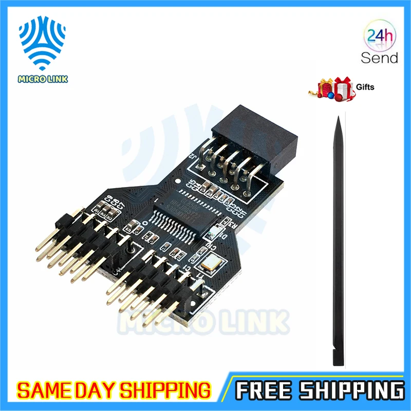 Scentu 9 Pin USB Başlığı Dişi 1 Ila 2 Erkek Kurulu 9-Pin USB Fiyatı