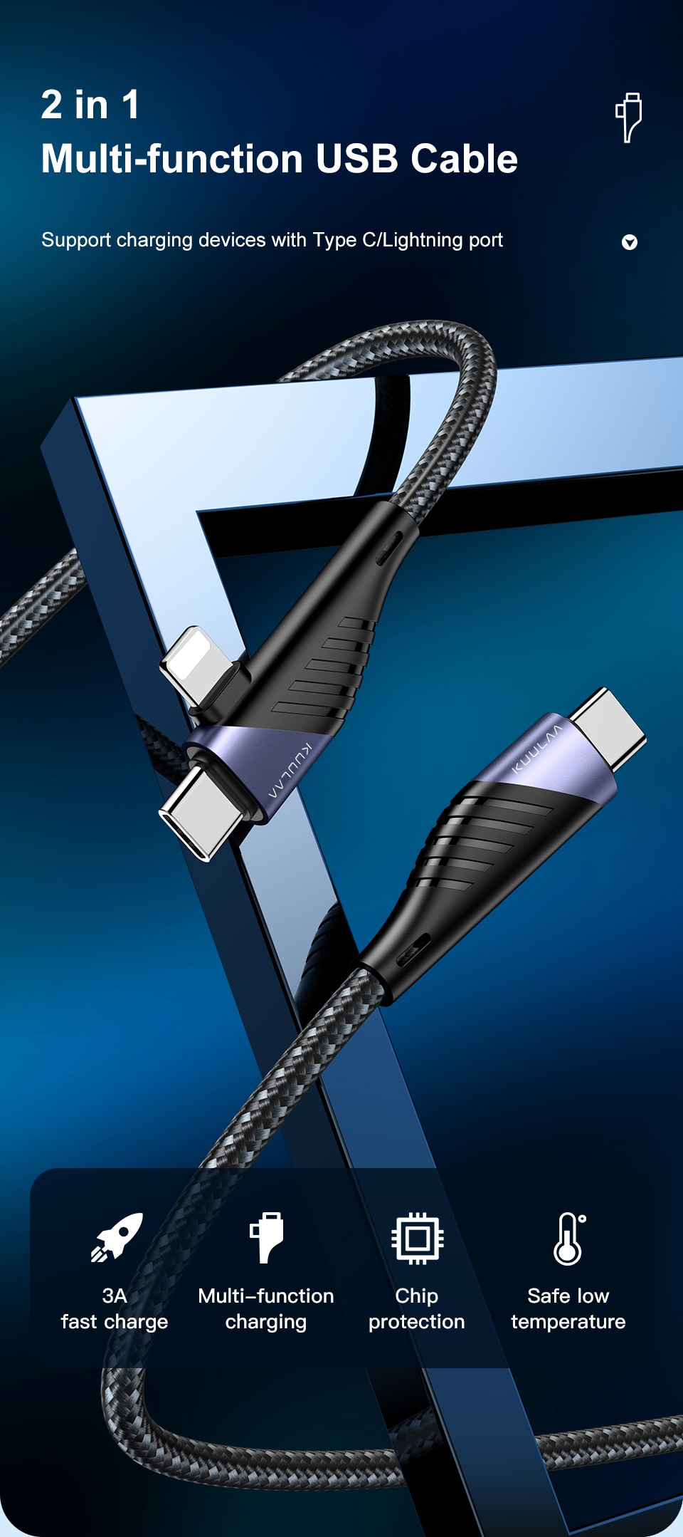 San Gold Kuulaa USB C'den USB Tip C'ye Yıldırım Kablosu Pd Fiyatı