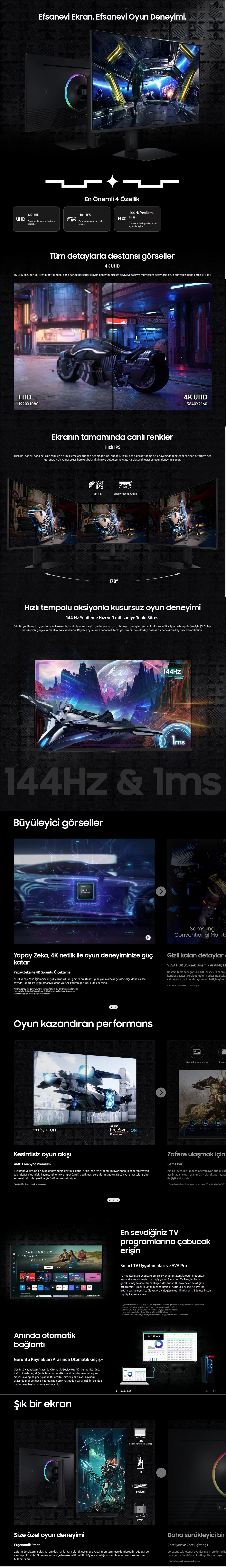 Samsung 27 Odyssey G7 G70D 144Hz 1ms 4K UHD Fast IPS Pivot Fiyatı