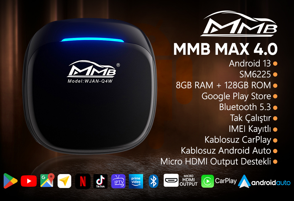 Mmb Max 4.0 Android 13, 8+128GB, HDMI Output, Google Playstore, Netflix ...