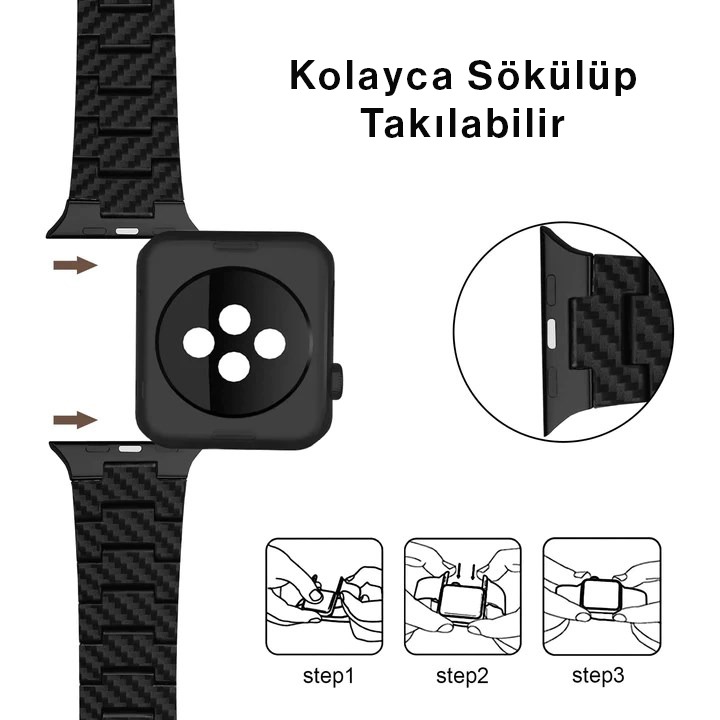 Techmaster Apple Watch 4 5 6 7 8 Ultra 44MM 45MM Karbon Fiyatı
