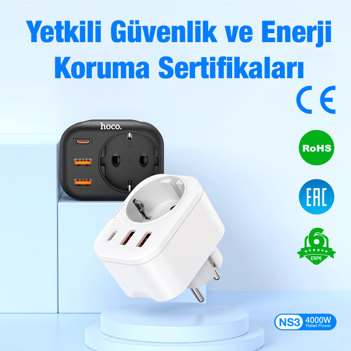 Hoco Ns3 Multifonksiyonel Type-C + 2 USB + 240V Mega Hızlı Fiyatı