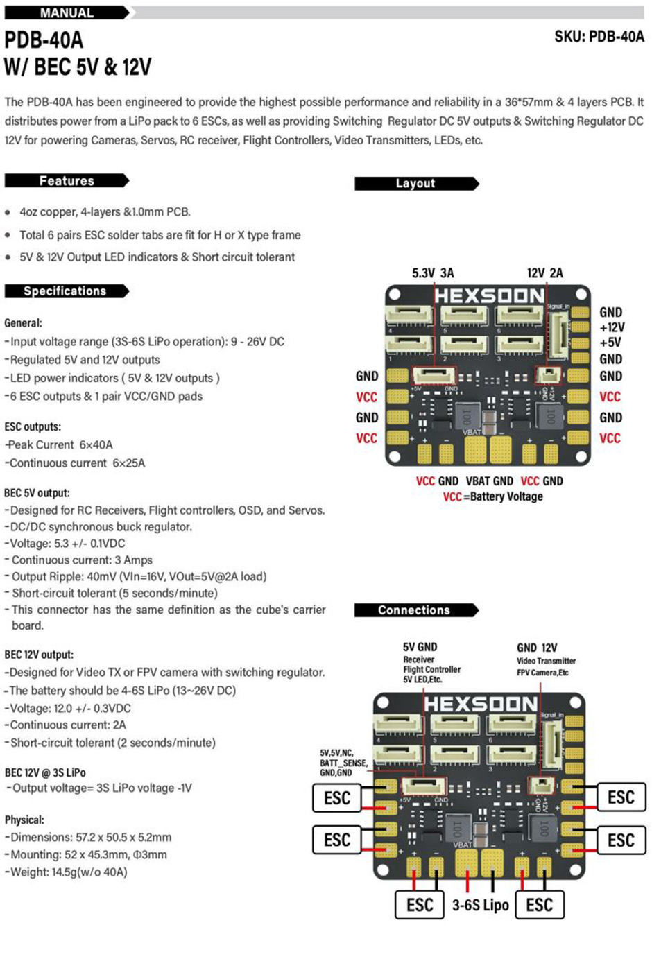 Pixhawk Hexsoon Power Distribution Board PDB-40A W/ Bec 5V & Fiyatı Pixhawk Hexsoon Power Distribution Board PDB-40A W/ Bec 5V & Fiyatı